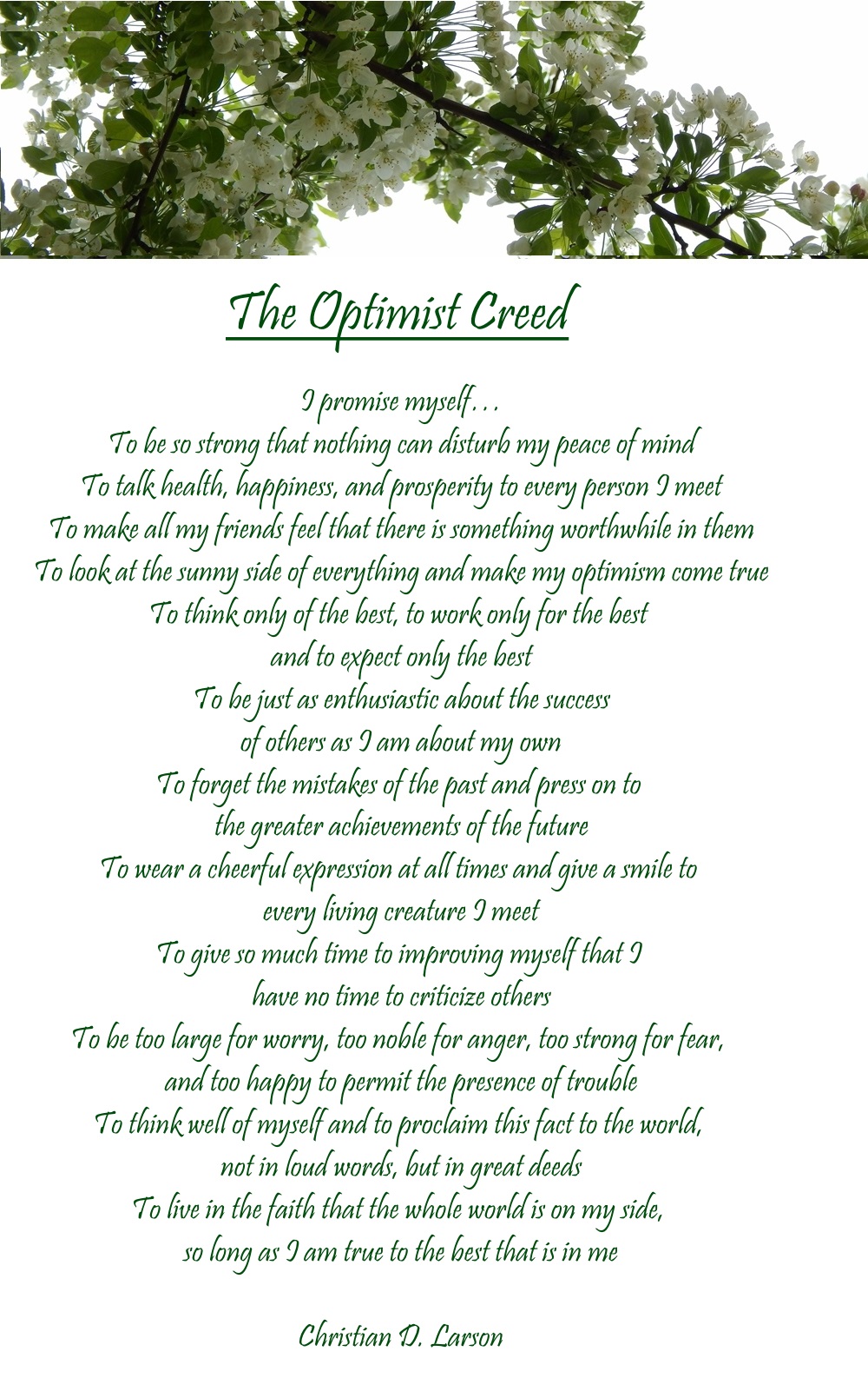 THE OPTIMIST CREED - Christ Conscious Awareness Center